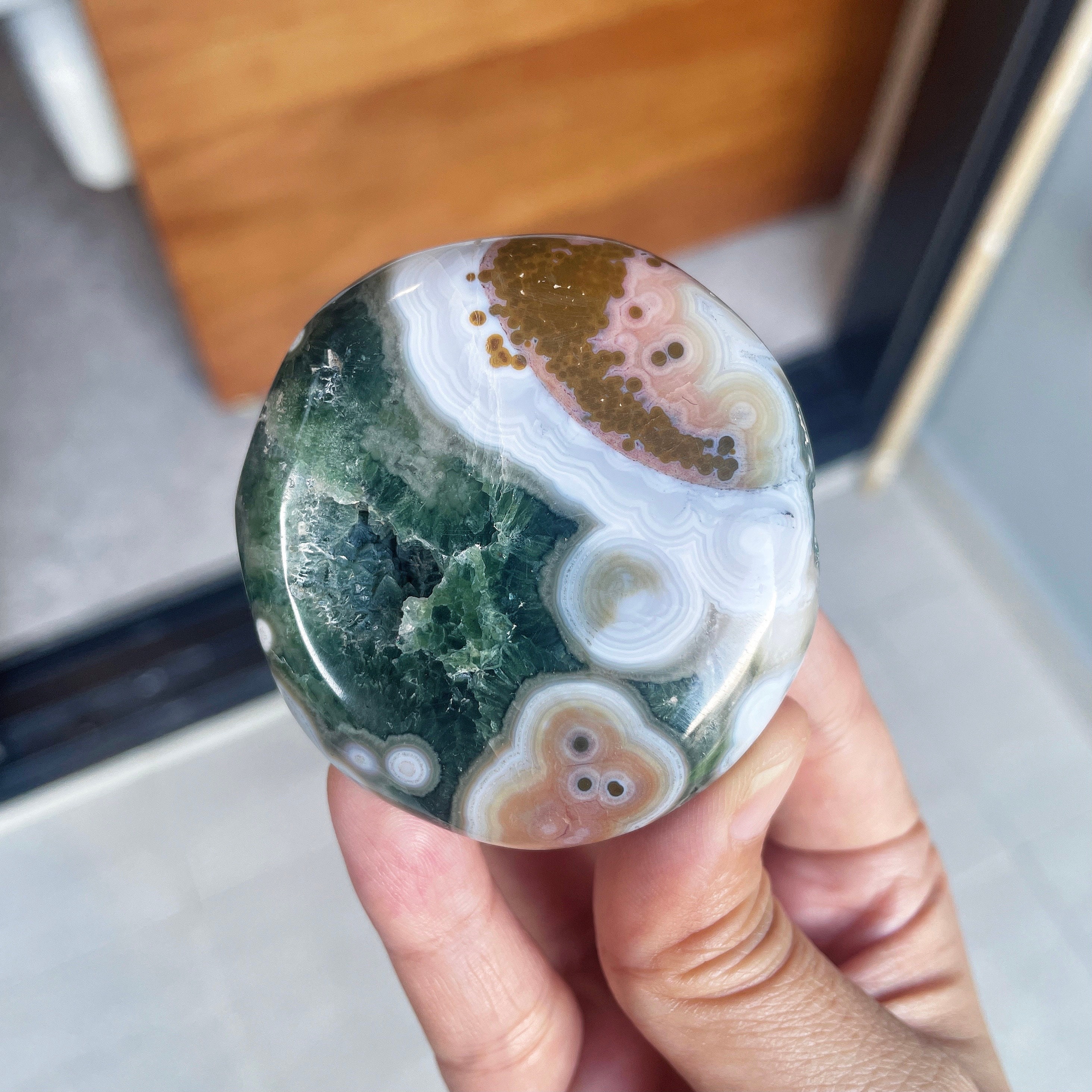 Extra Quality 8th 8/vein Ocean Jasper Pink Palm Stone Palmstone OJ ...