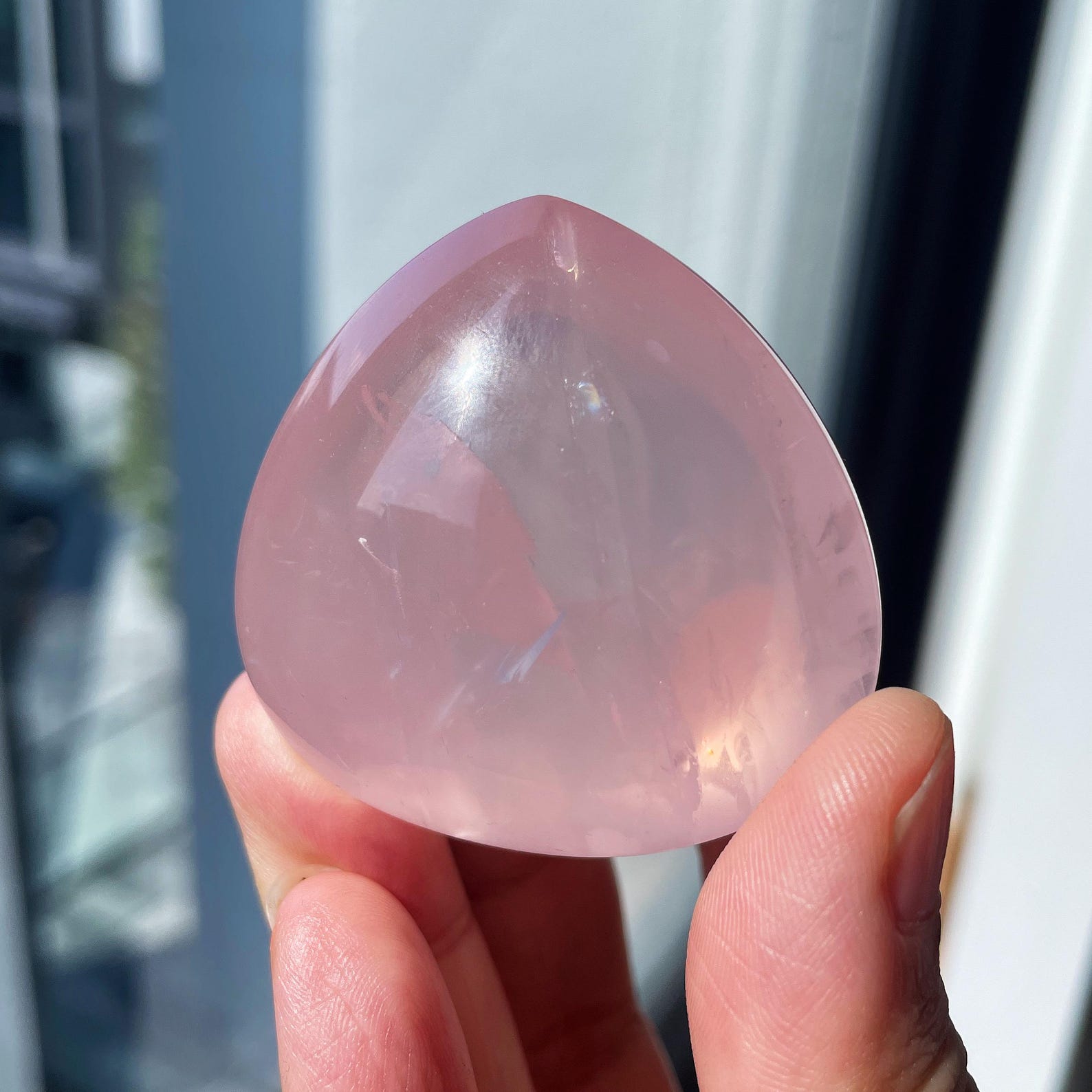 Glowy Gemmy Pink Rose Quartz Custom Droplet Onigiri Mochi Freeform With ...