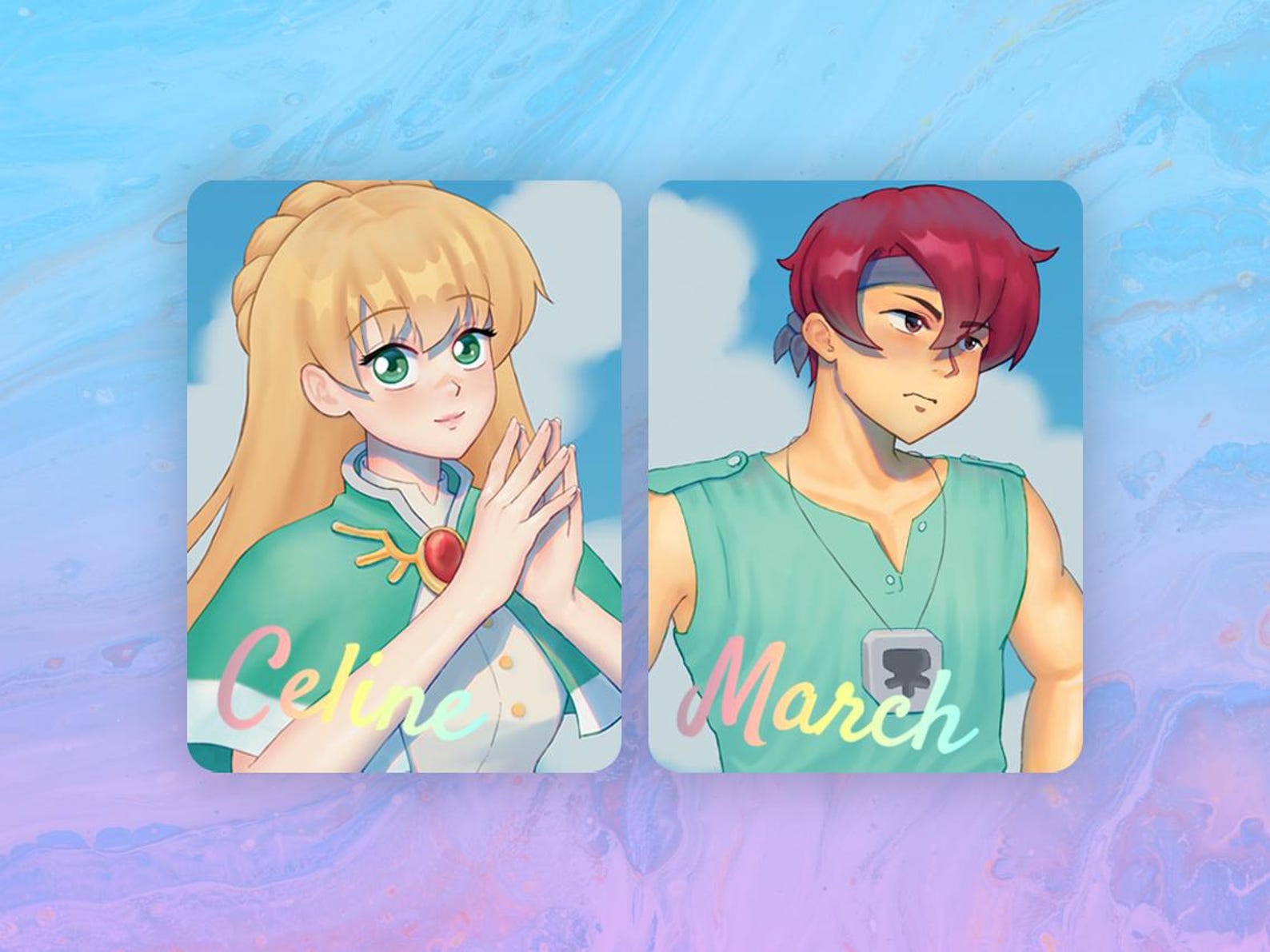 Fields of Mistria Photocards | Celine & March Holo Photo Cards - Etsy