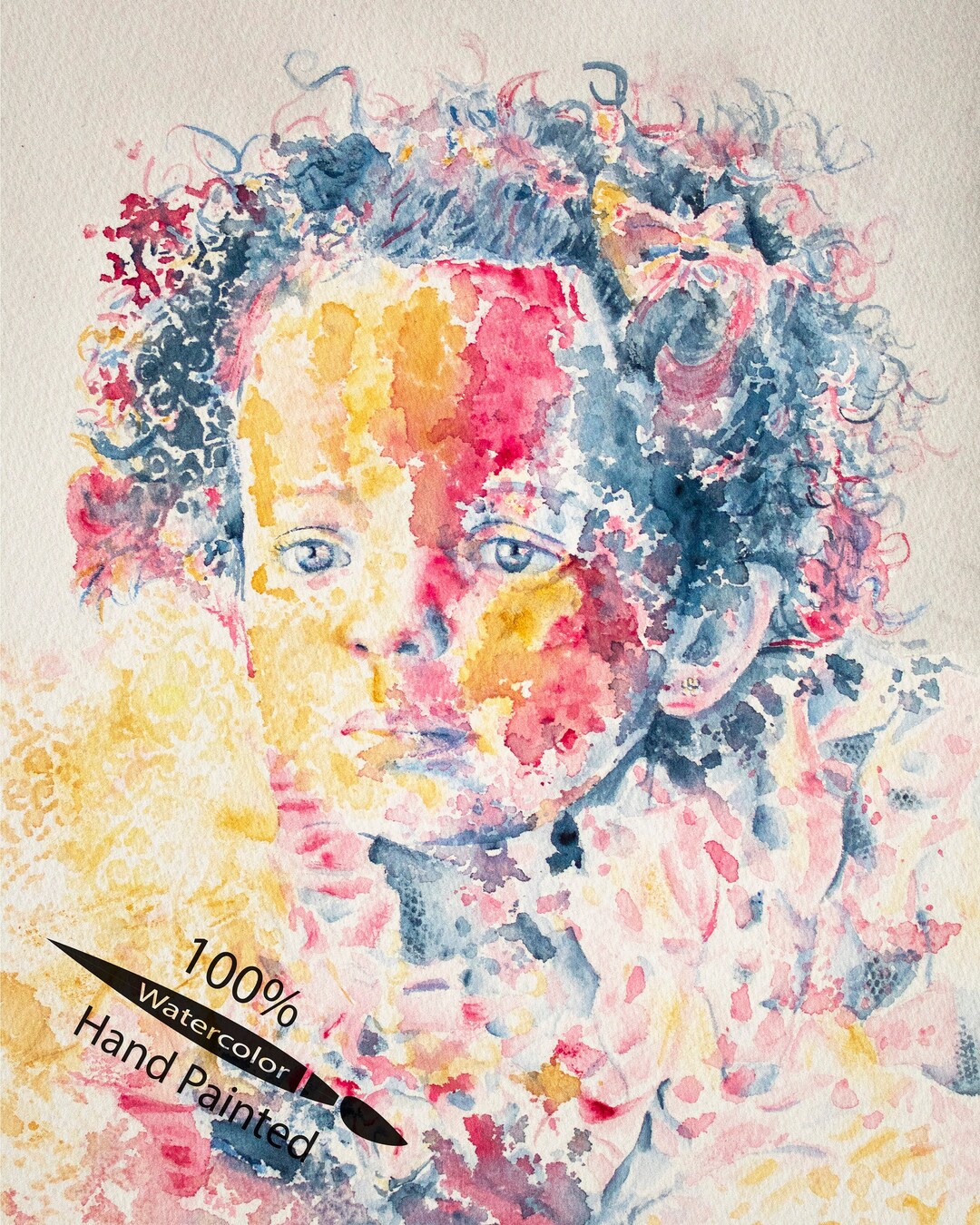 Custom Hand Painted Watercolor Portrait Triadic Colors Loose Watercolor ...