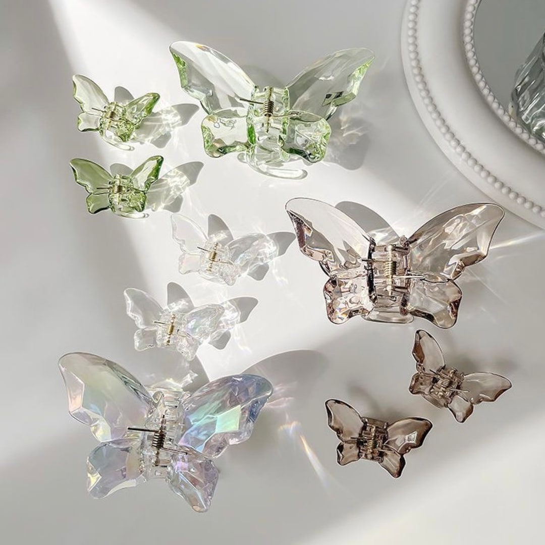 3 Pcs Claw / Spring/summer Butterfly Hair Claw Color Candy Transparent ...