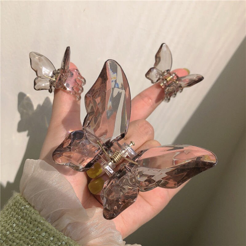 3 Pcs Claw / Spring/summer Butterfly Hair Claw Color Candy Transparent ...
