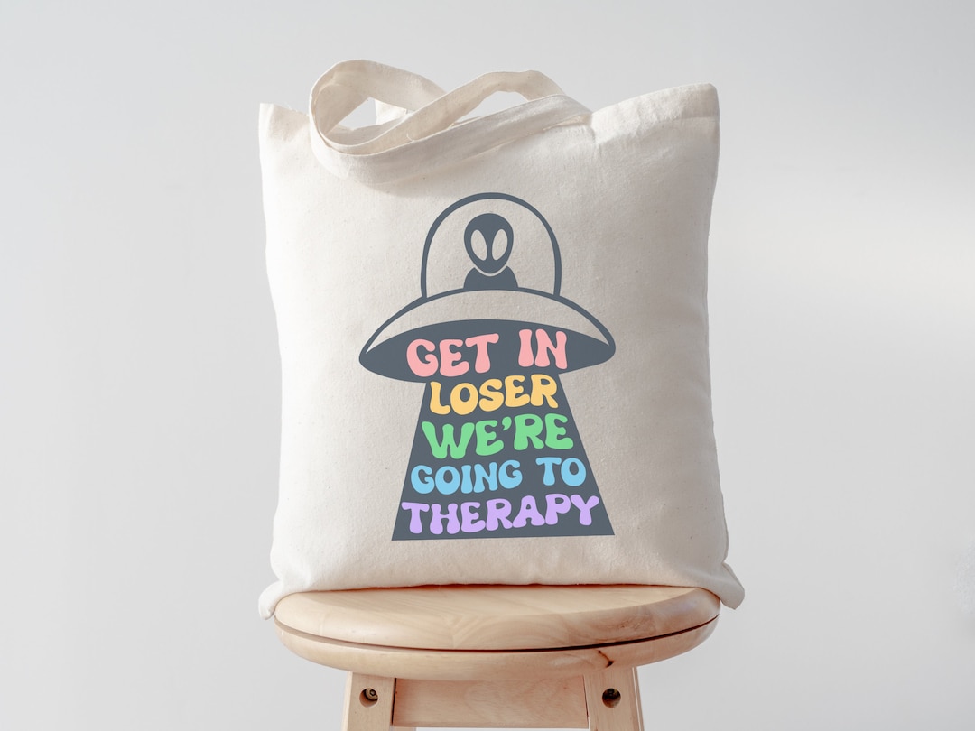 Therapy Canvas Tote Bag, Mean Girls Gifts, Tote Bag Aesthetic, Flying ...