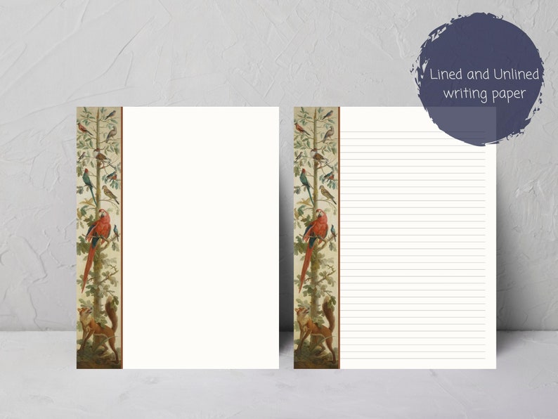 Vintage Bird Printable Stationery Set - Lined and Unlined Letter ...