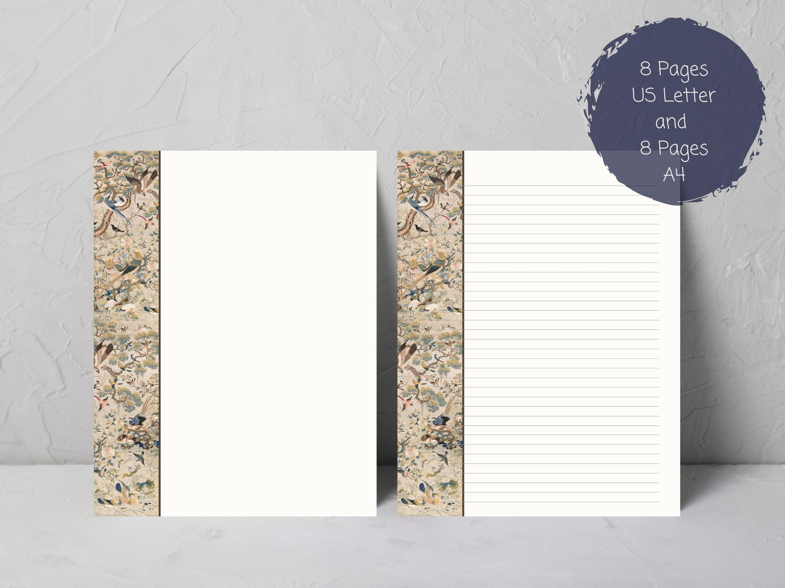 Vintage Birds Letter Writing Set With Matching Envelopes, Printable ...