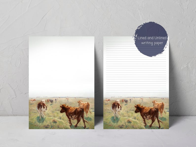 Vintage Farm Stationery - Cow Herd Designs, Lined & Unlined Papers ...