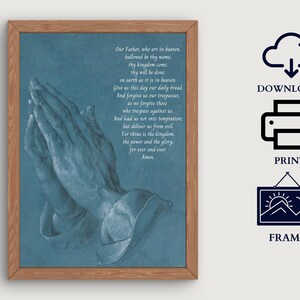 Scripture Art Print - Praying Hands With Lord's Prayer (digital ...