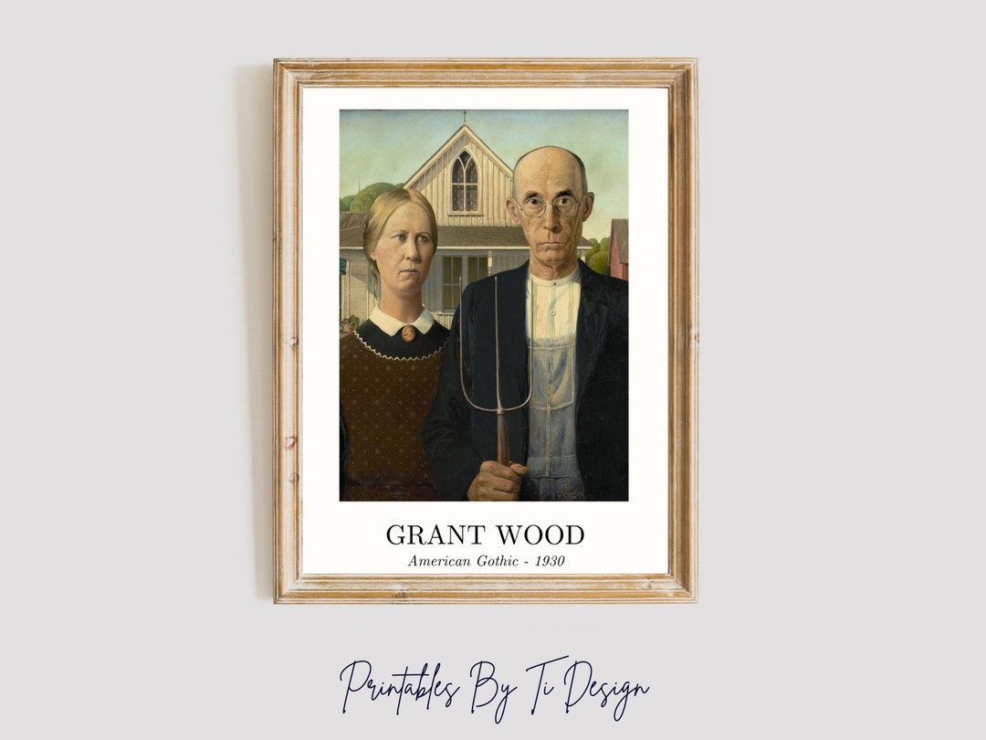 Grant Wood's 'american Gothic Print' - Printable Vintage Wall Art for ...