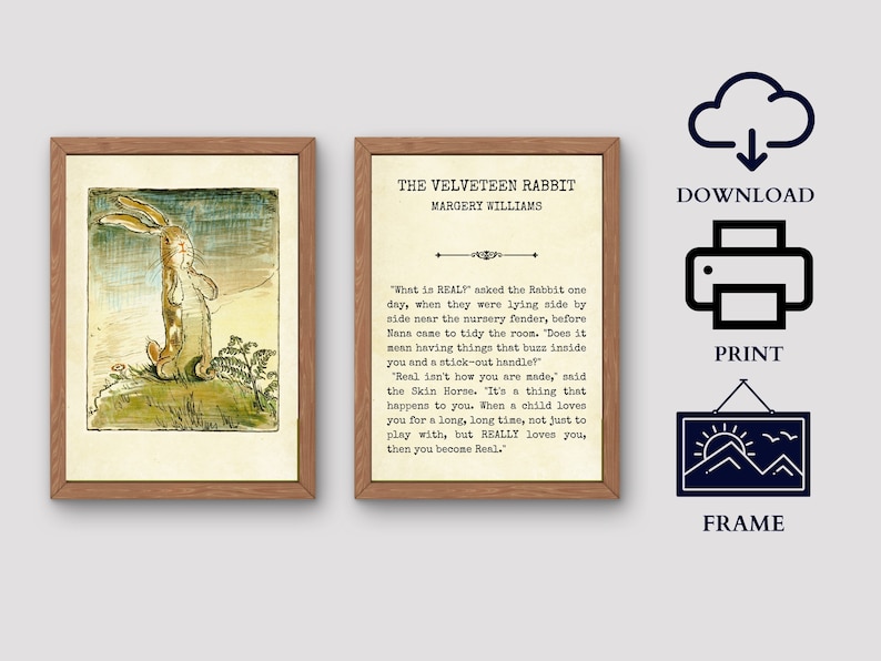 Velveteen Rabbit "what is Real?" Quote, Vintage Nursery Decor, Children ...