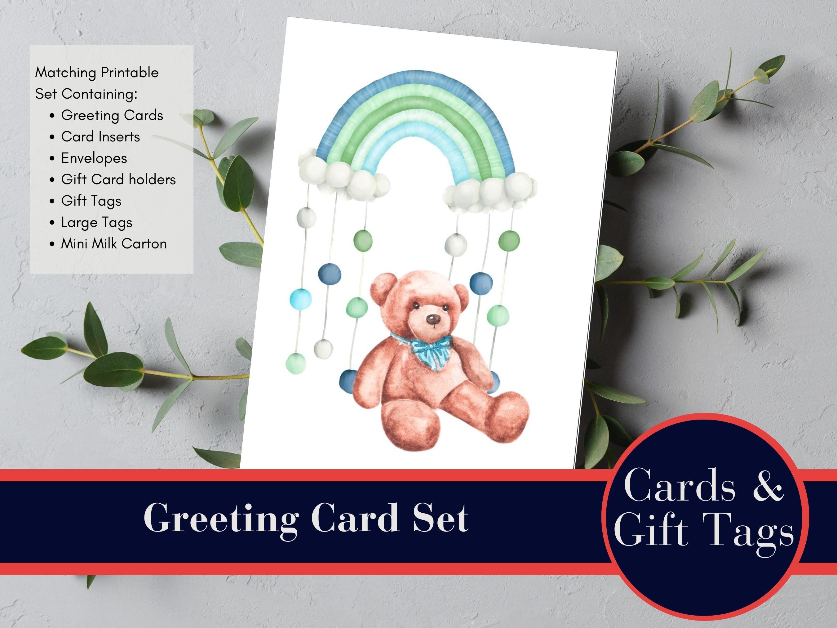 Teddy Bear Birthday Card Set Printable Cute Bear Card With - Etsy Australia
