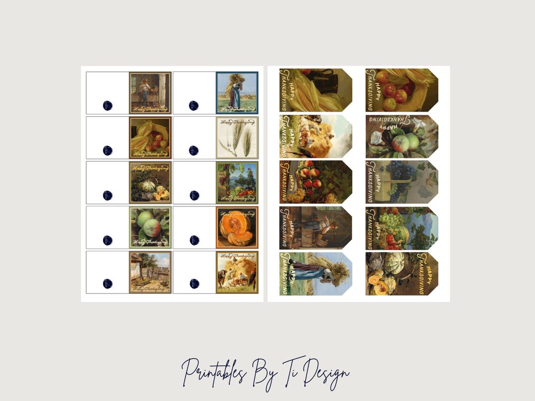 Printable Thanksgiving Gift Tag Set With Two Styles of Gift Tags ...