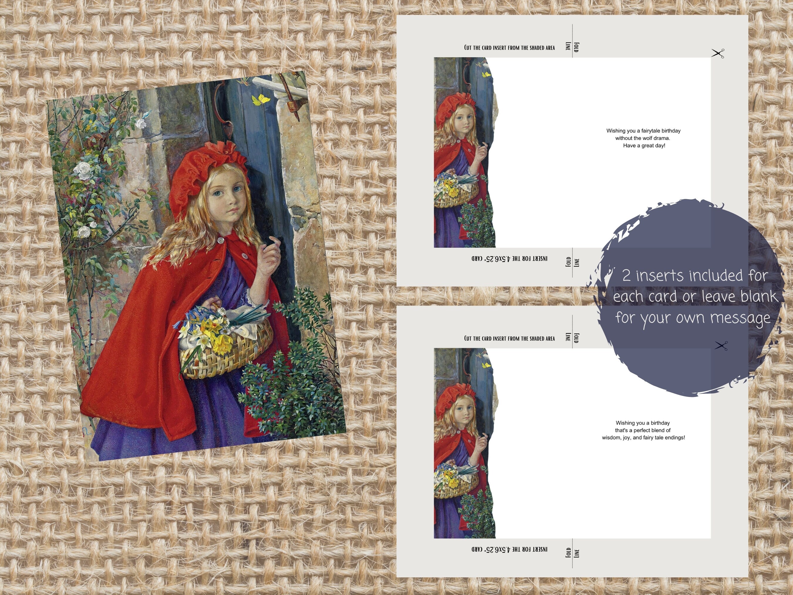 Printable Birthday Card Set for Fairytale Lovers, Vintage Little Red ...