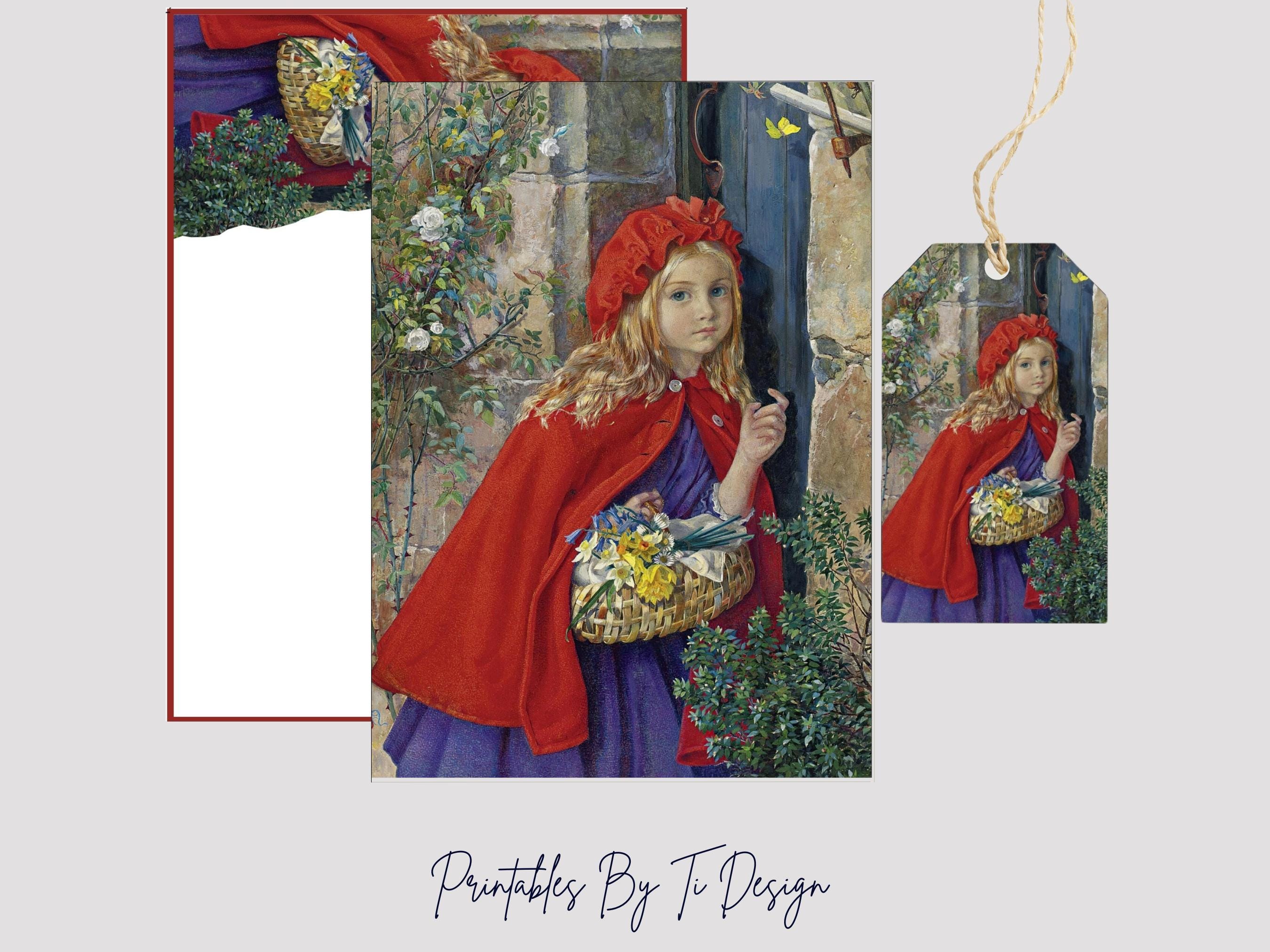 Printable Birthday Card Set for Fairytale Lovers, Vintage Little Red ...