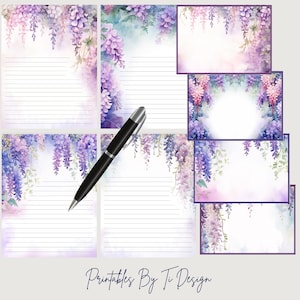 Printable Wisteria Themed Letter Writing Set, Four Designs With ...