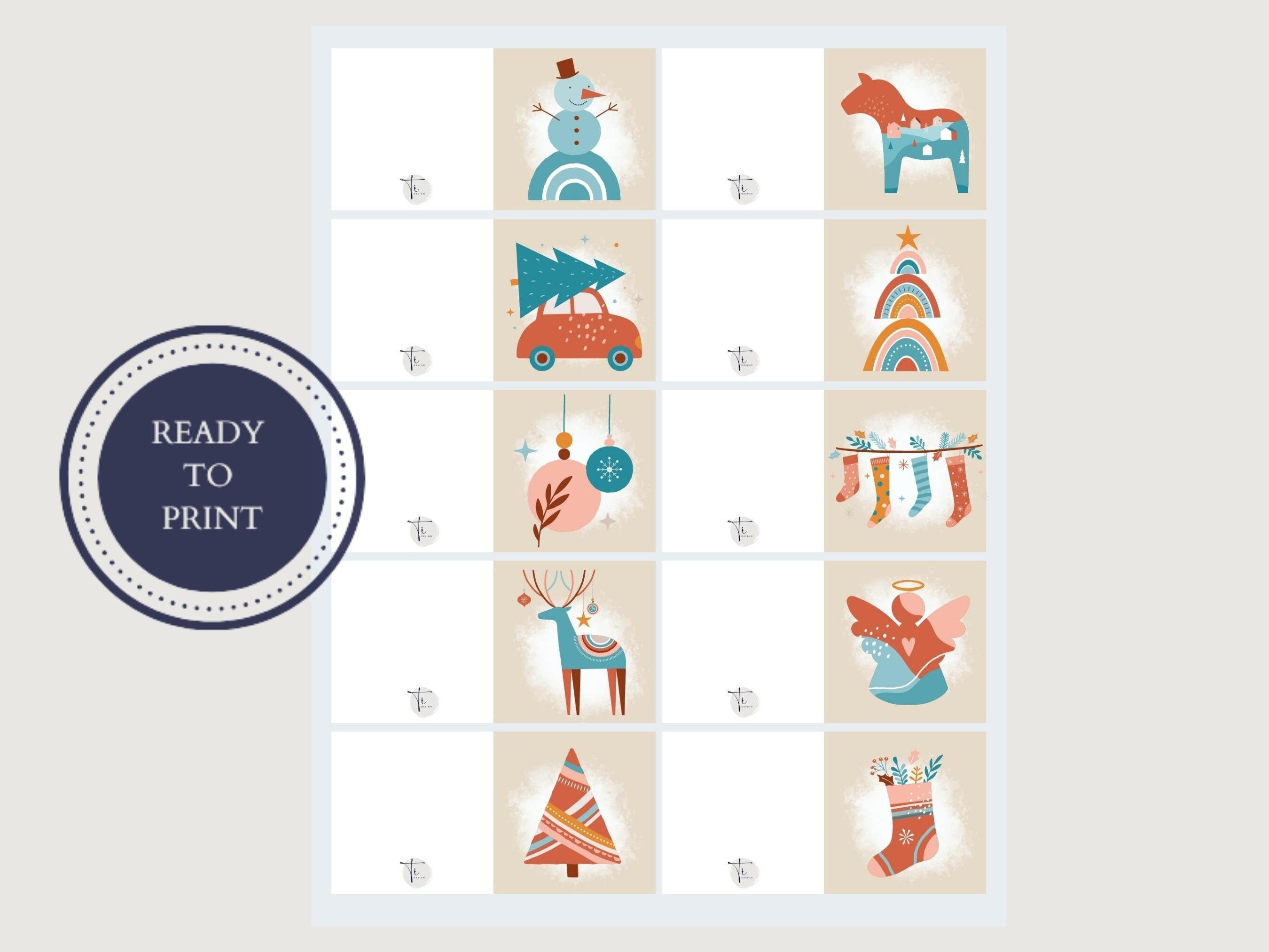 Boho Christmas Gift Tags Printable Hang Tags and Mini Card - Etsy