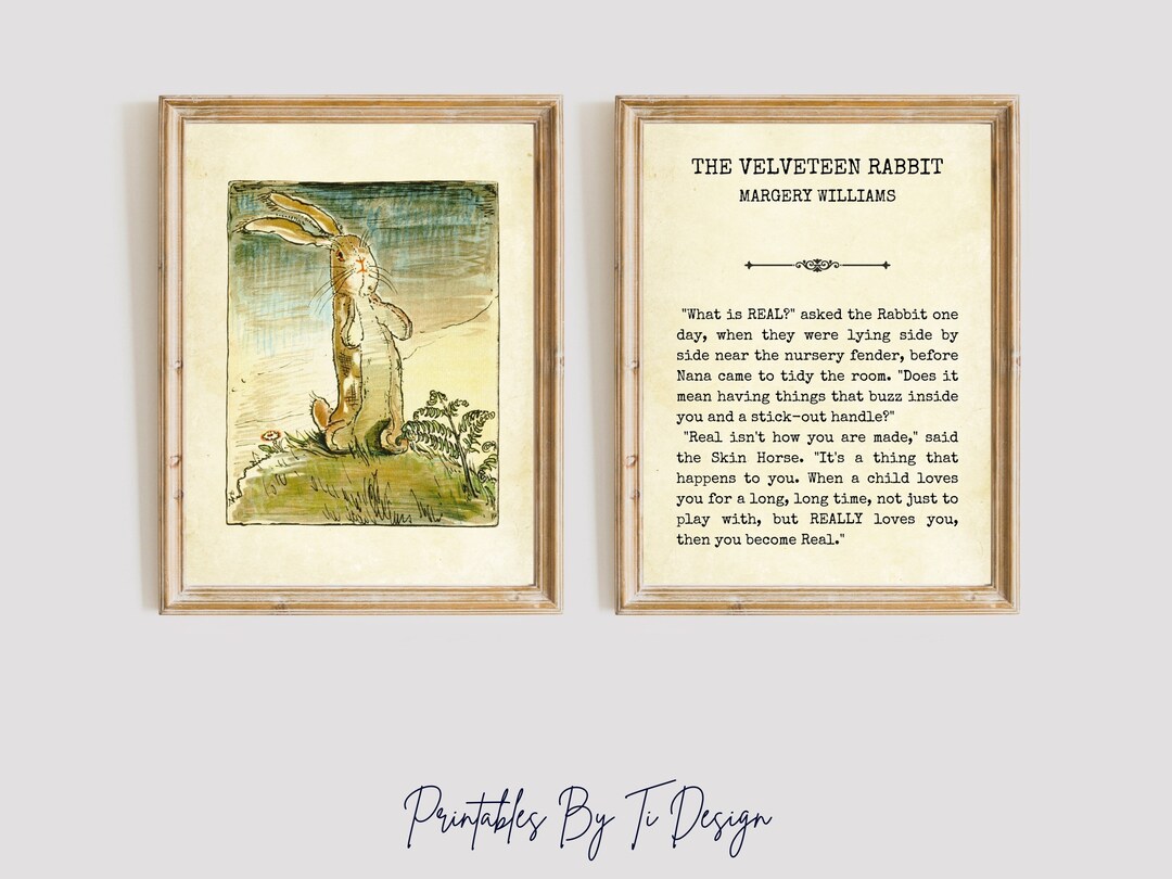 Velveteen Rabbit "what is Real?" Quote, Vintage Nursery Decor, Children ...