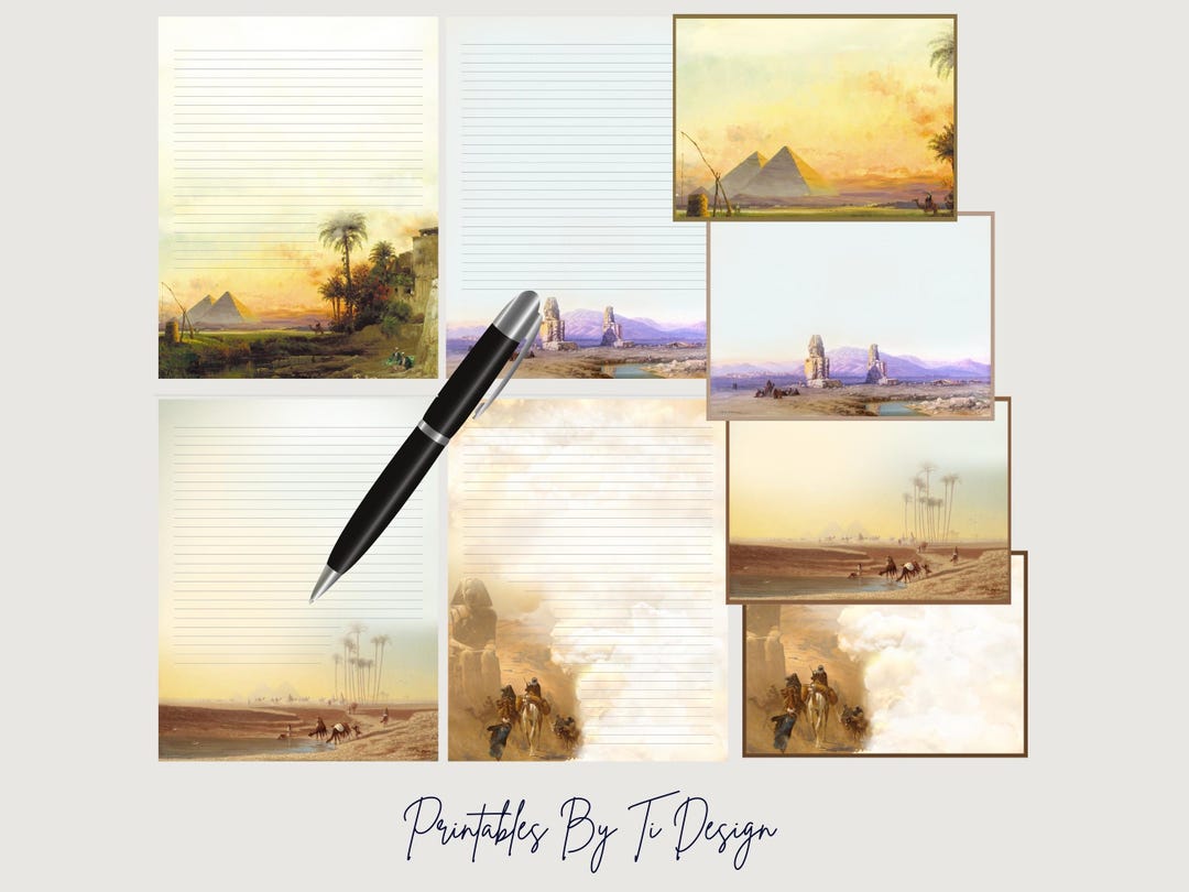 Printable Egyptian Landscape Stationery, Lined and Unlined Writing ...