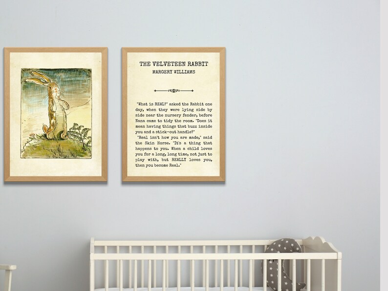 Velveteen Rabbit "what is Real?" Quote, Vintage Nursery Decor, Children ...