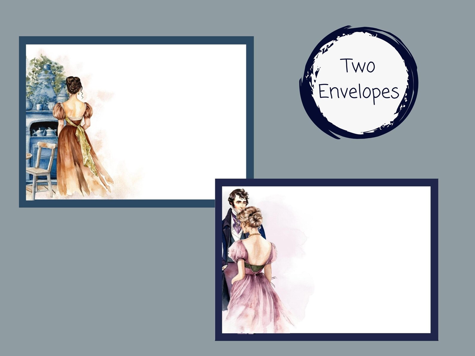 Romantic Couples Writing Paper Set, Printable Lined Regency Inspired ...