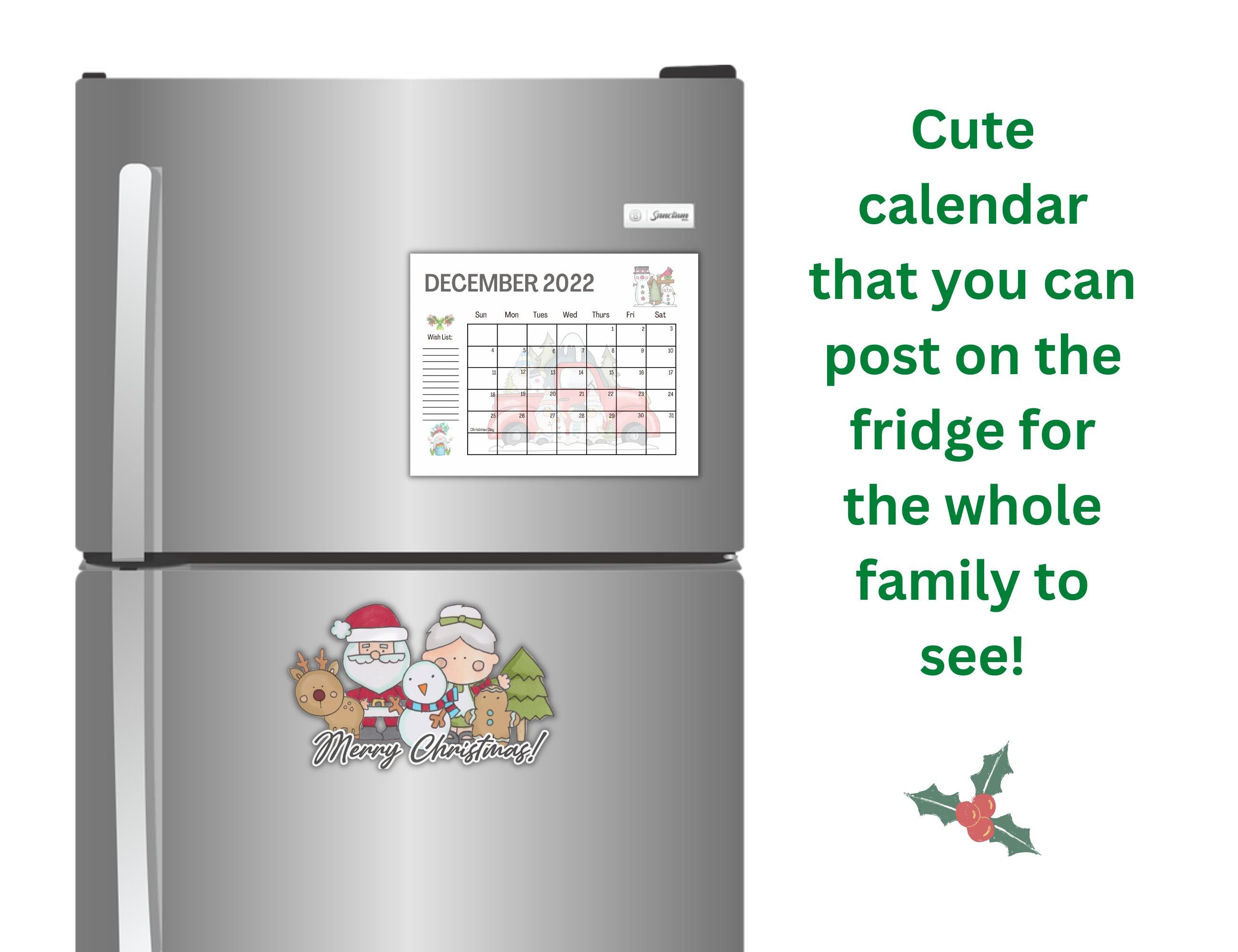 December 2022 Holiday Printable Calendar With Fillable Wish List for ...