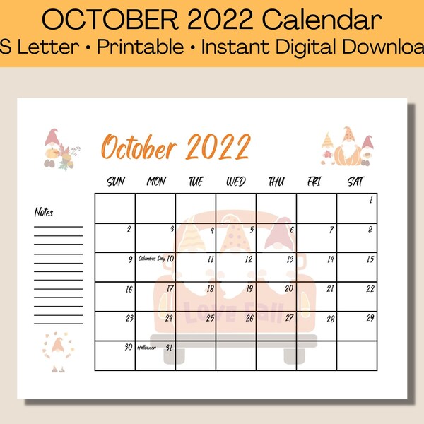 October Calendar - Etsy