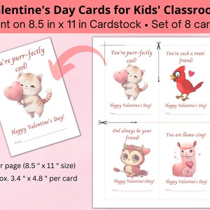 Printable Animal Valentine's Day Cards for Kids; Cute Animal Valentine ...