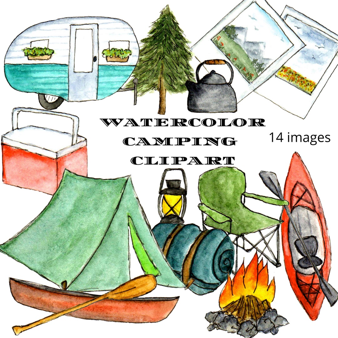Hand Painted Watercolor Camping Clipart Holiday Vacation Journal ...