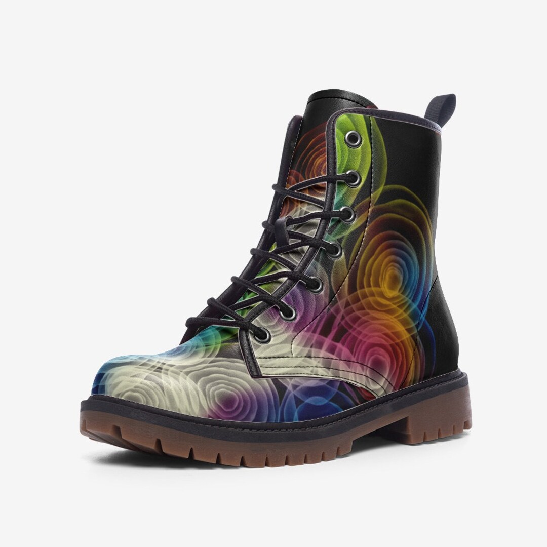 Colourful Abstract Circles Vegan Leather Boots - Etsy