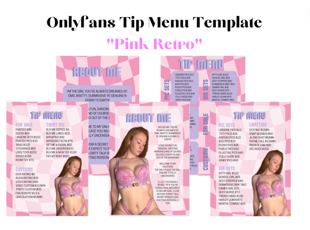 Onlyfans Editable Tip Menu Template Retro Pink Theme - Etsy