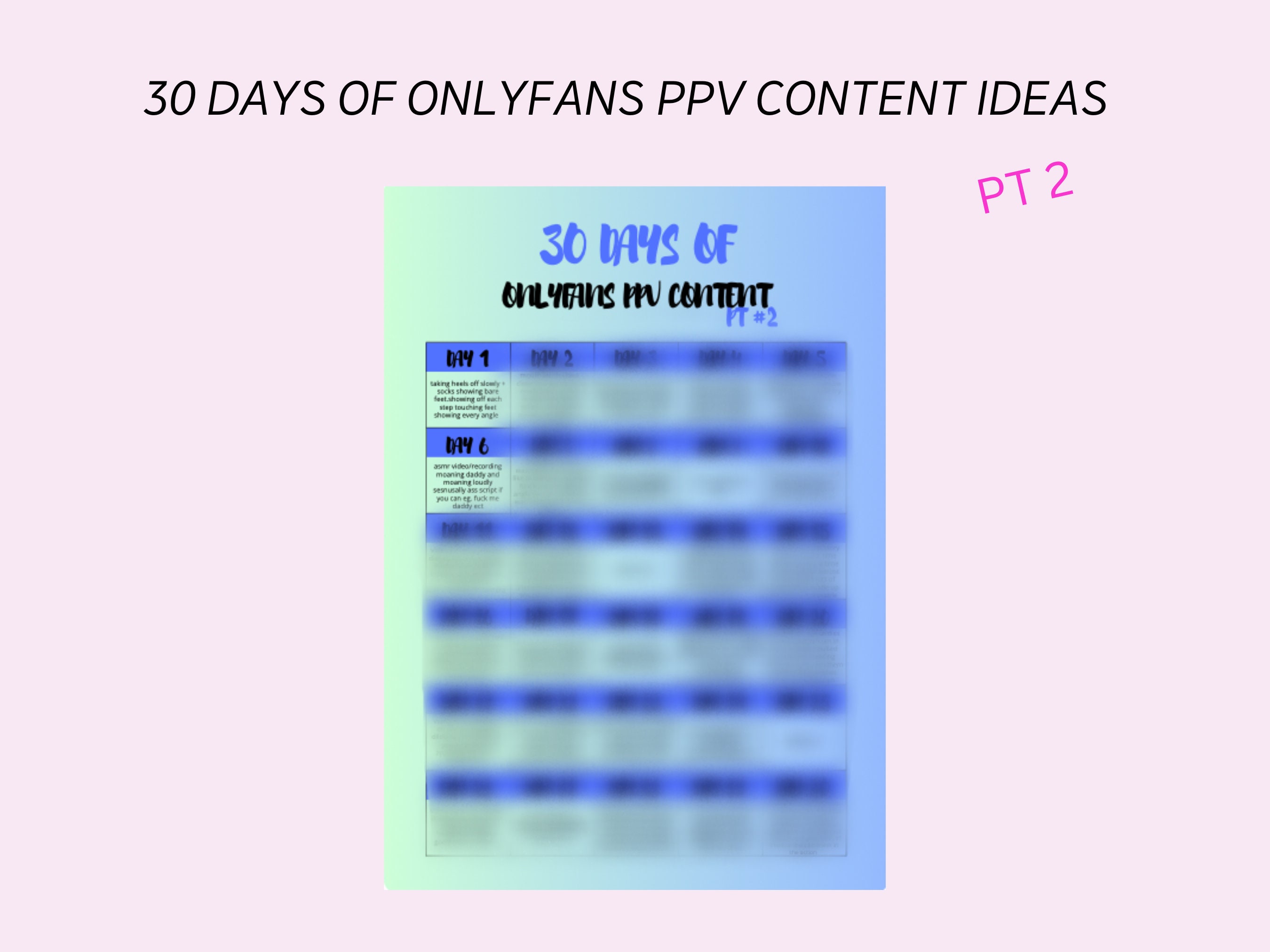 Onlyfans Content Ideas for PPV Messages X30 - PT. 2 - Etsy