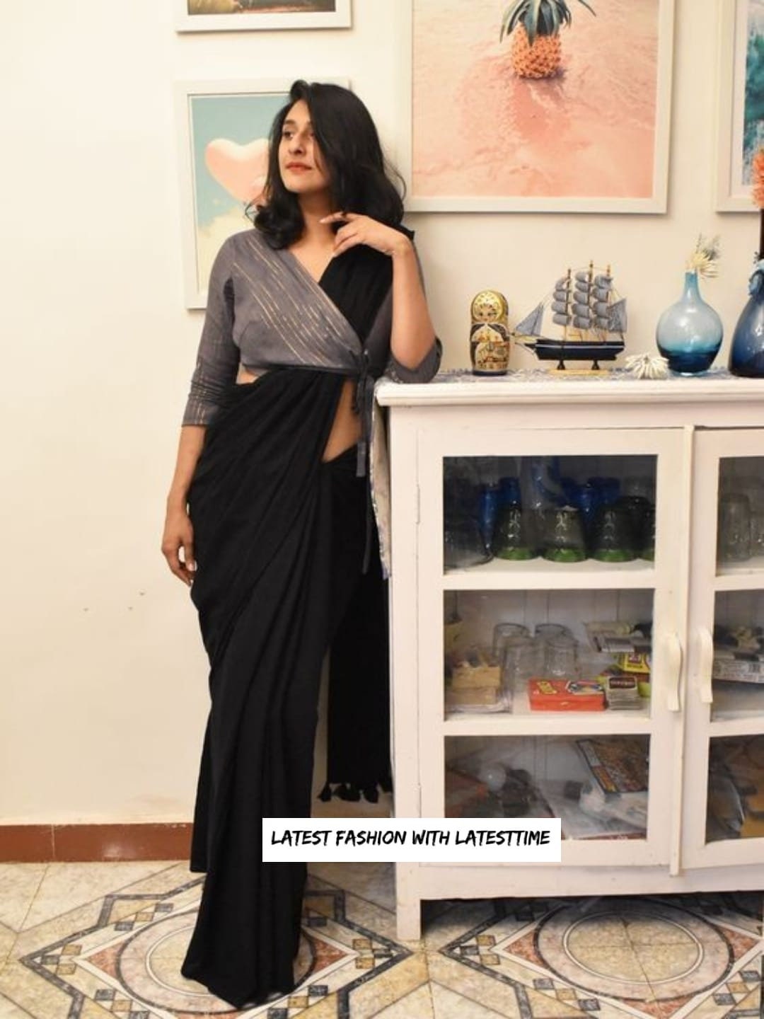 Designer Ethnic Outfit a Western Spin Beutiful Stylish Saree With ...