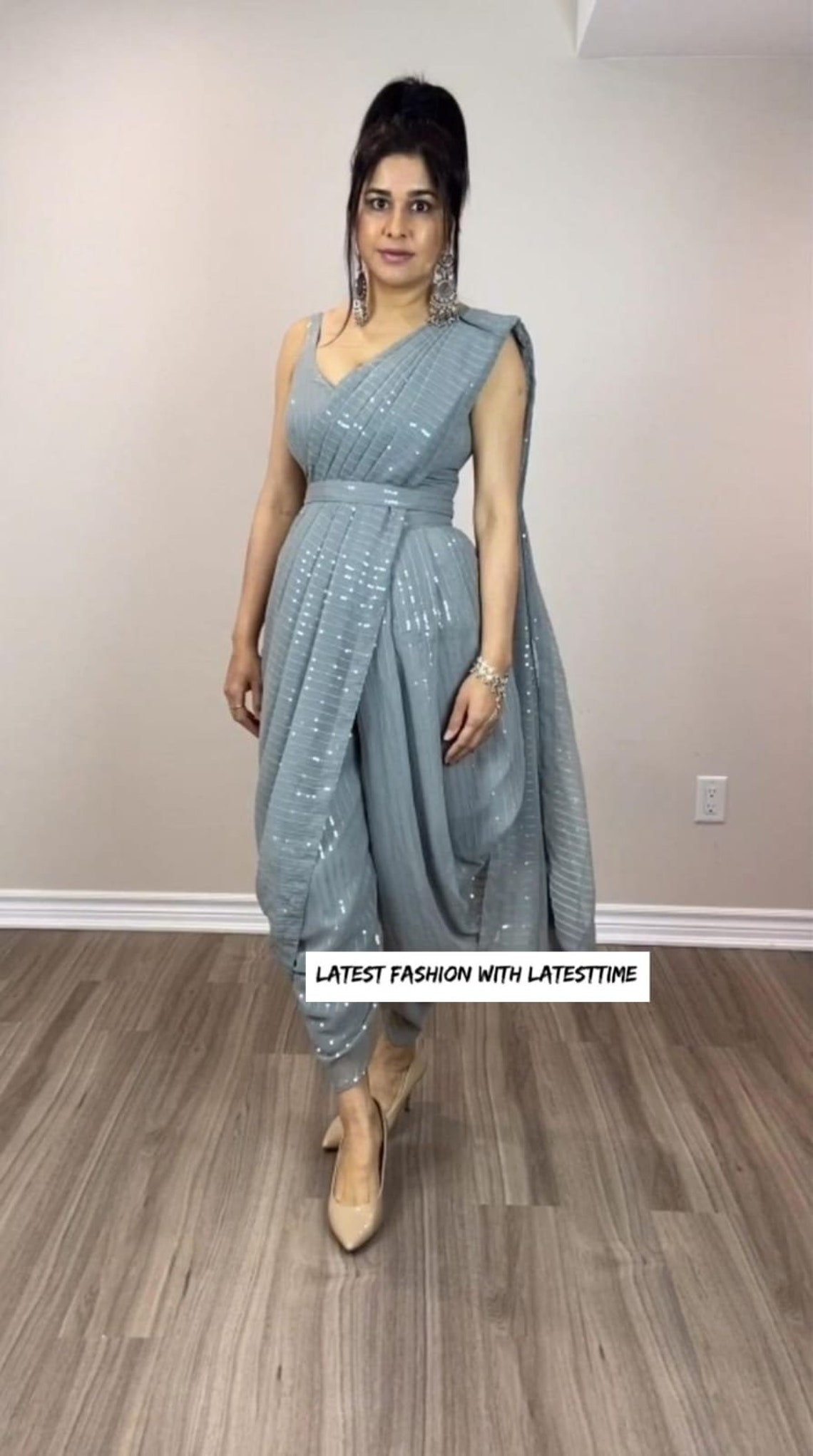 Indo Western Dhoti Saree Sari Women Saree for Women Indian Bridesmaids ...