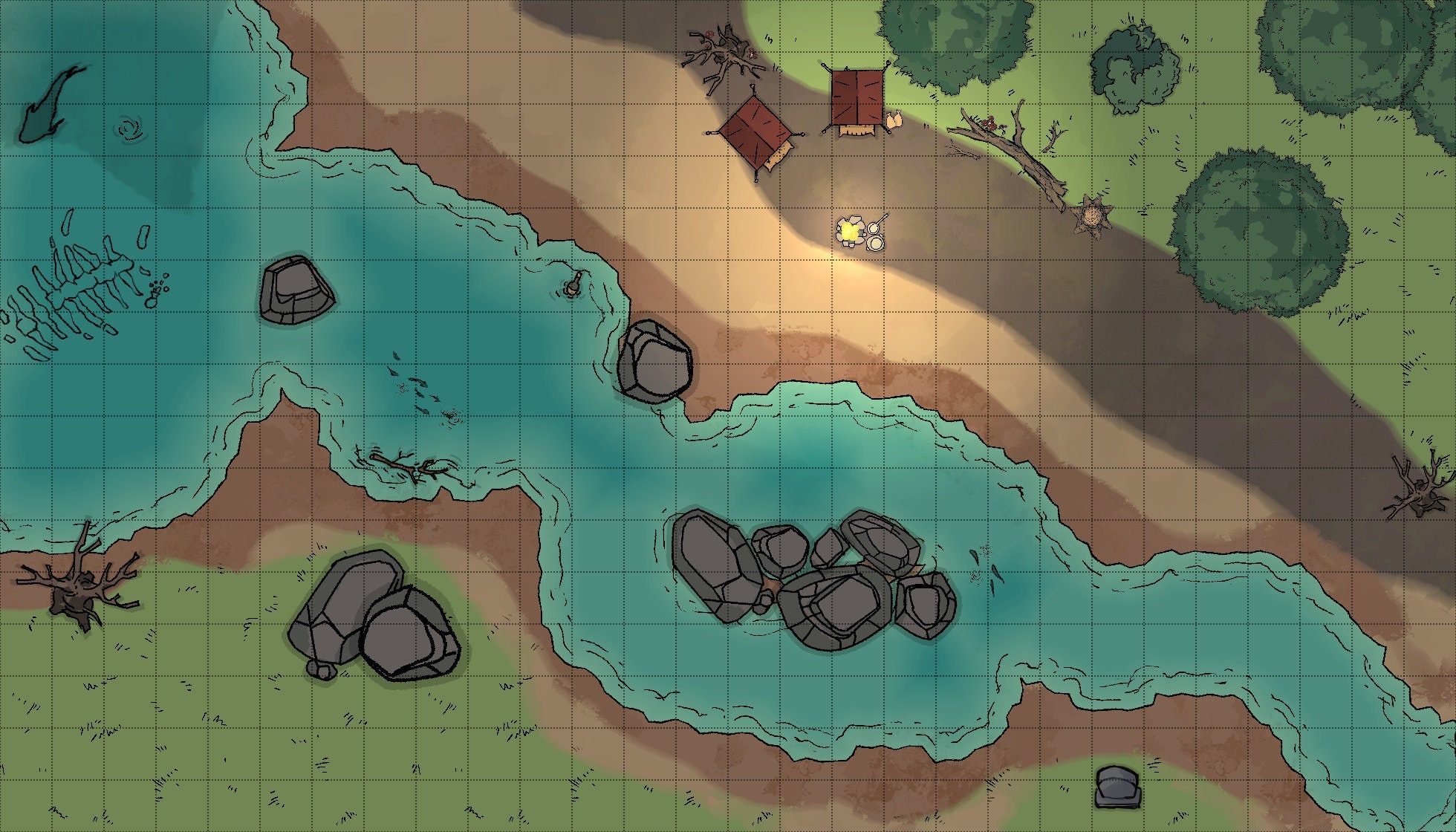 Simple Riverside Battle Map, Dnd Battle Map, D&D, Battlemap, Dungeons ...