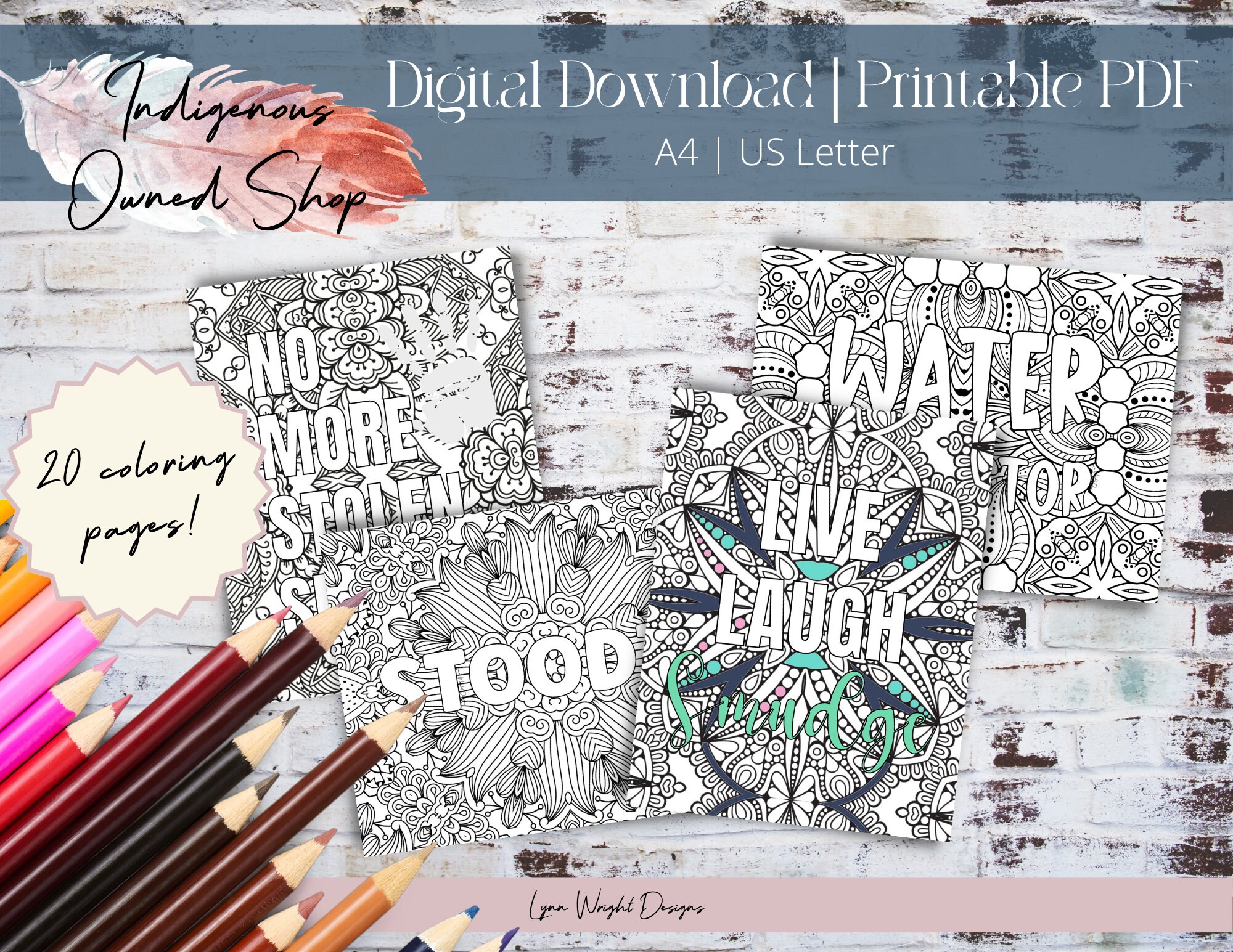 Indigenous Coloring Page Affirmations, Vol 1, 20 Floral Mandala ...