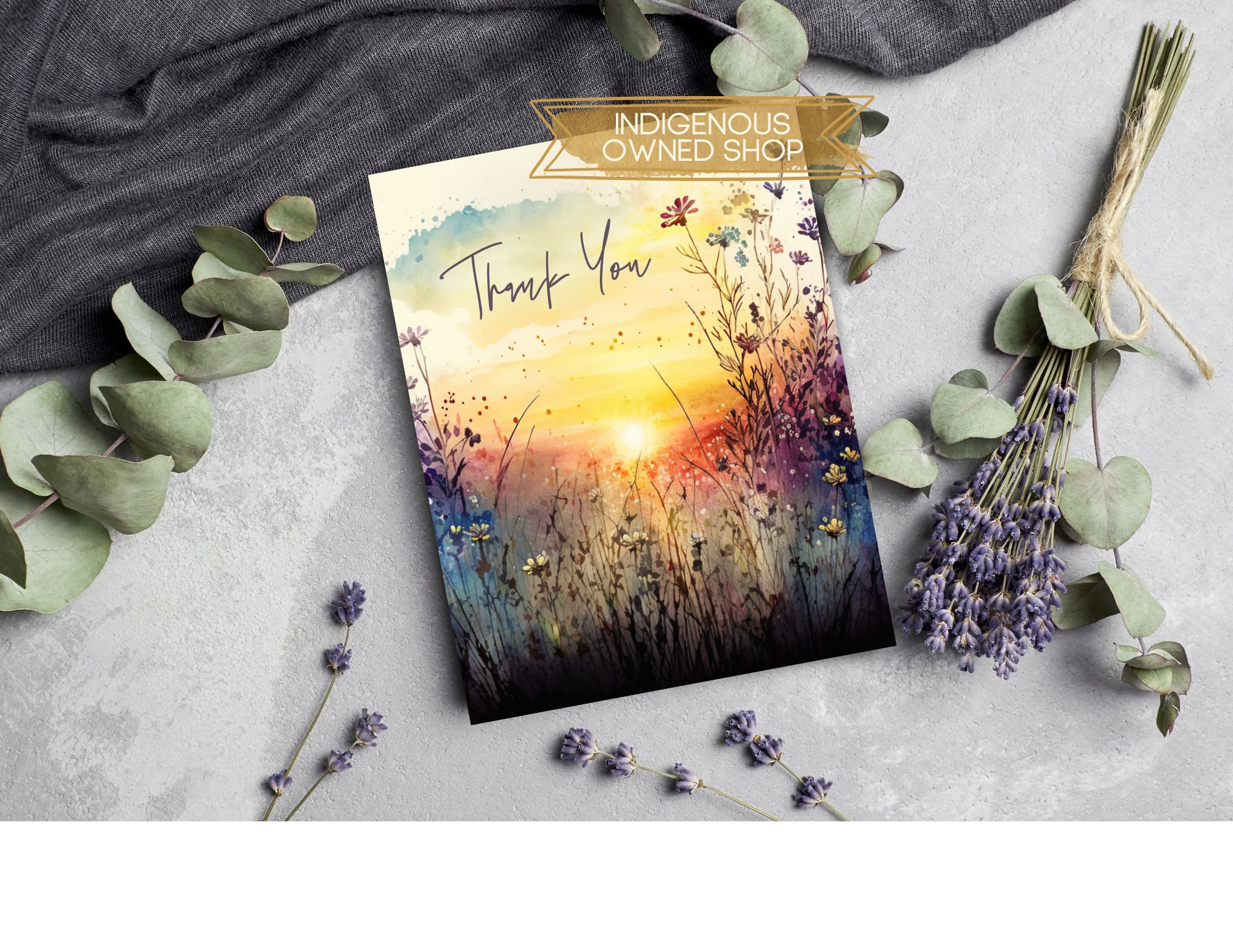 Wildflowers Sunrise Thank You Cards, Floral Greeting Notes - Etsy