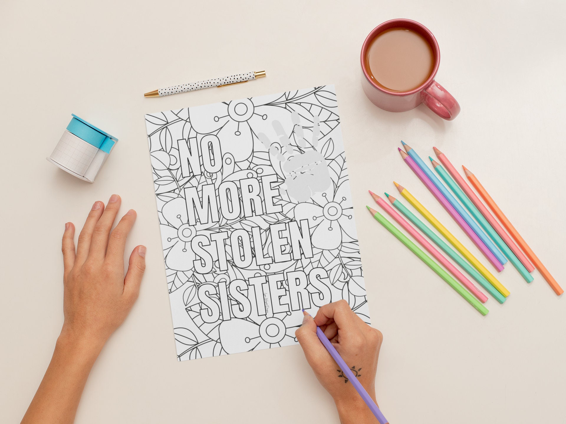 Native Auntie Coloring Pages, 15 Indigenous Floral Designs (digital ...