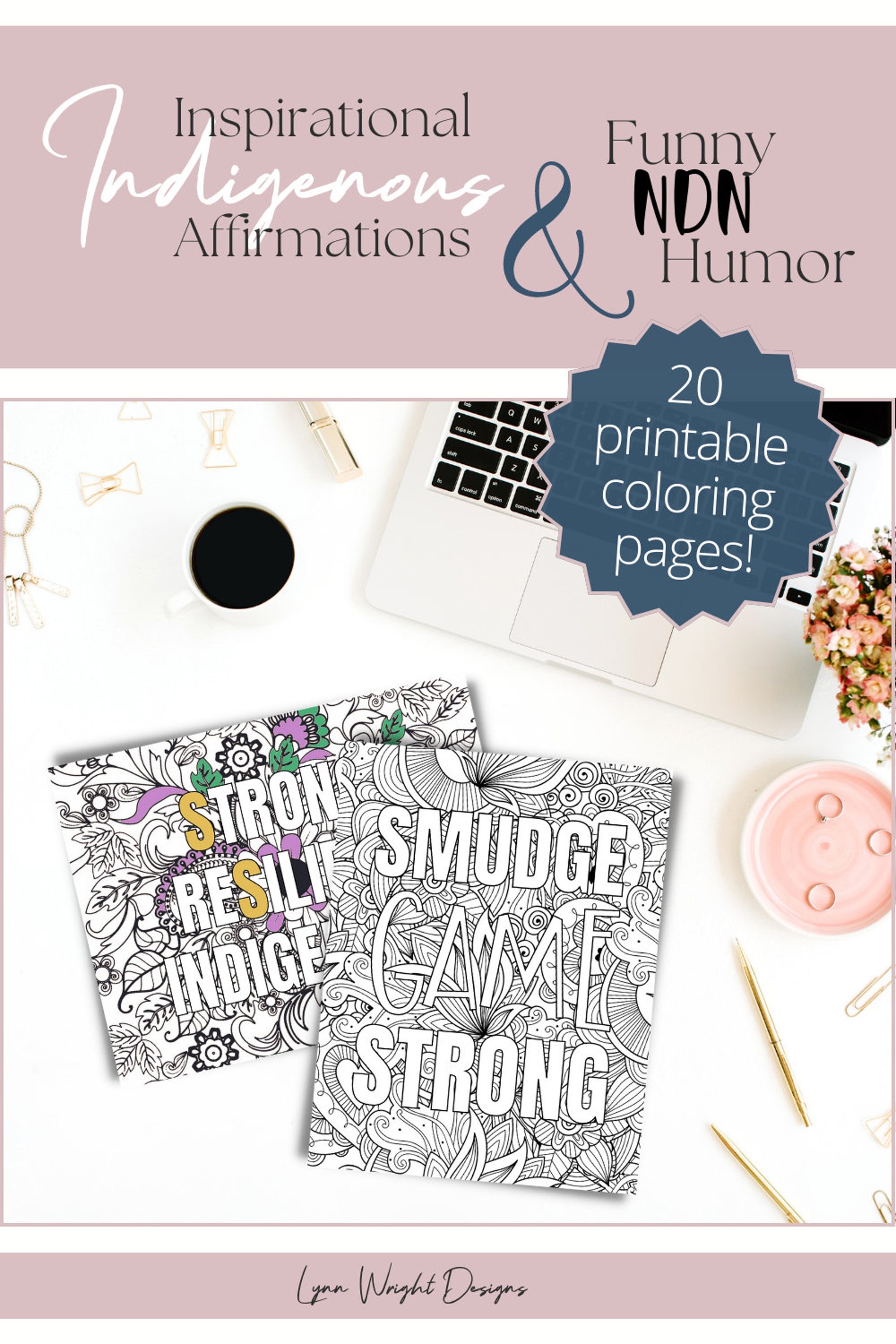 Indigenous Coloring Page Affirmations, Vol 1, 20 Floral Mandala ...