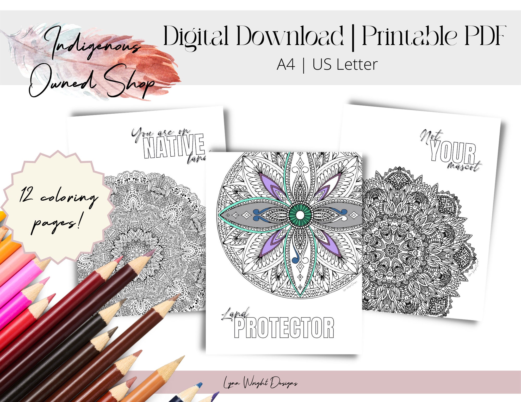 BIPOC Indigenous Coloring Pages, 12 Mandala Coloring Native ...