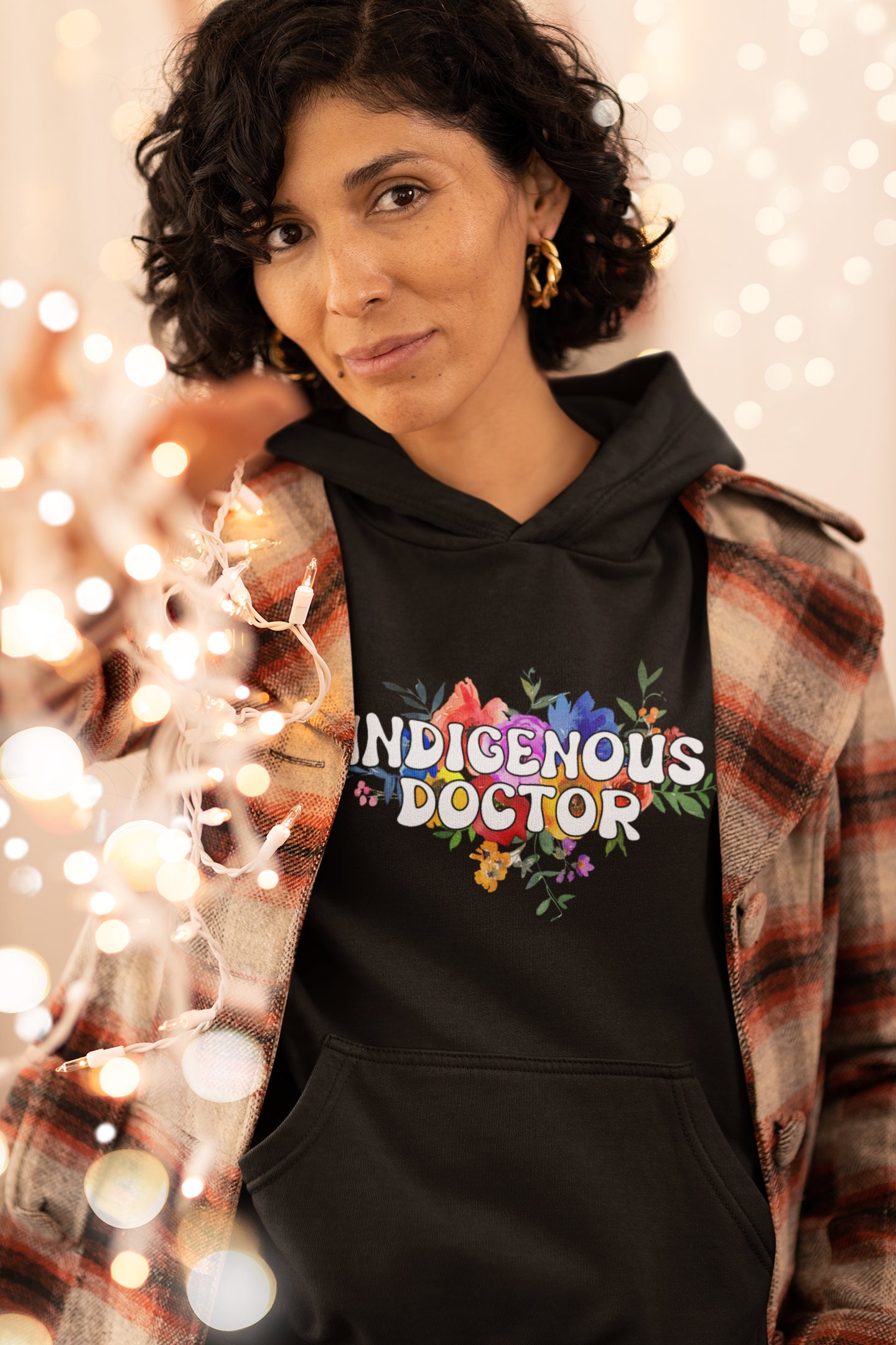 Indigenous Doctor Hoodie, Watercolor Floral Native American Phd Sweater ...