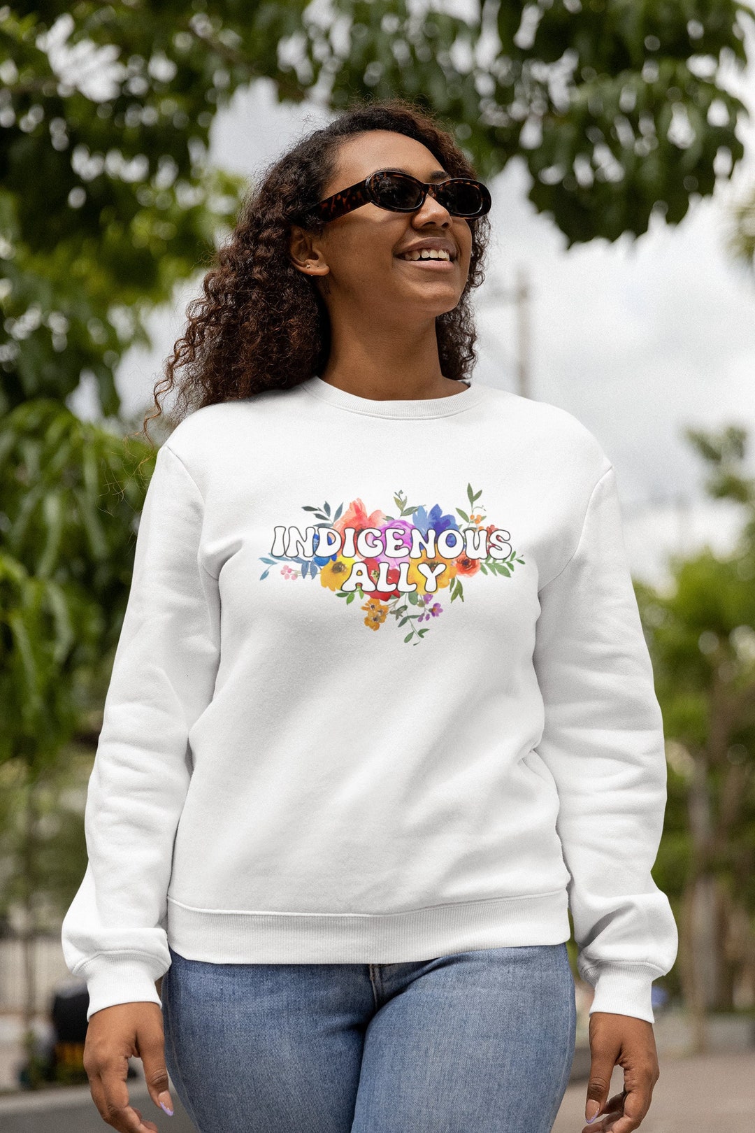 Pretty Indigenous Ally Sweater, Floral Ally Gift, Proud Ally Sweatshirt ...