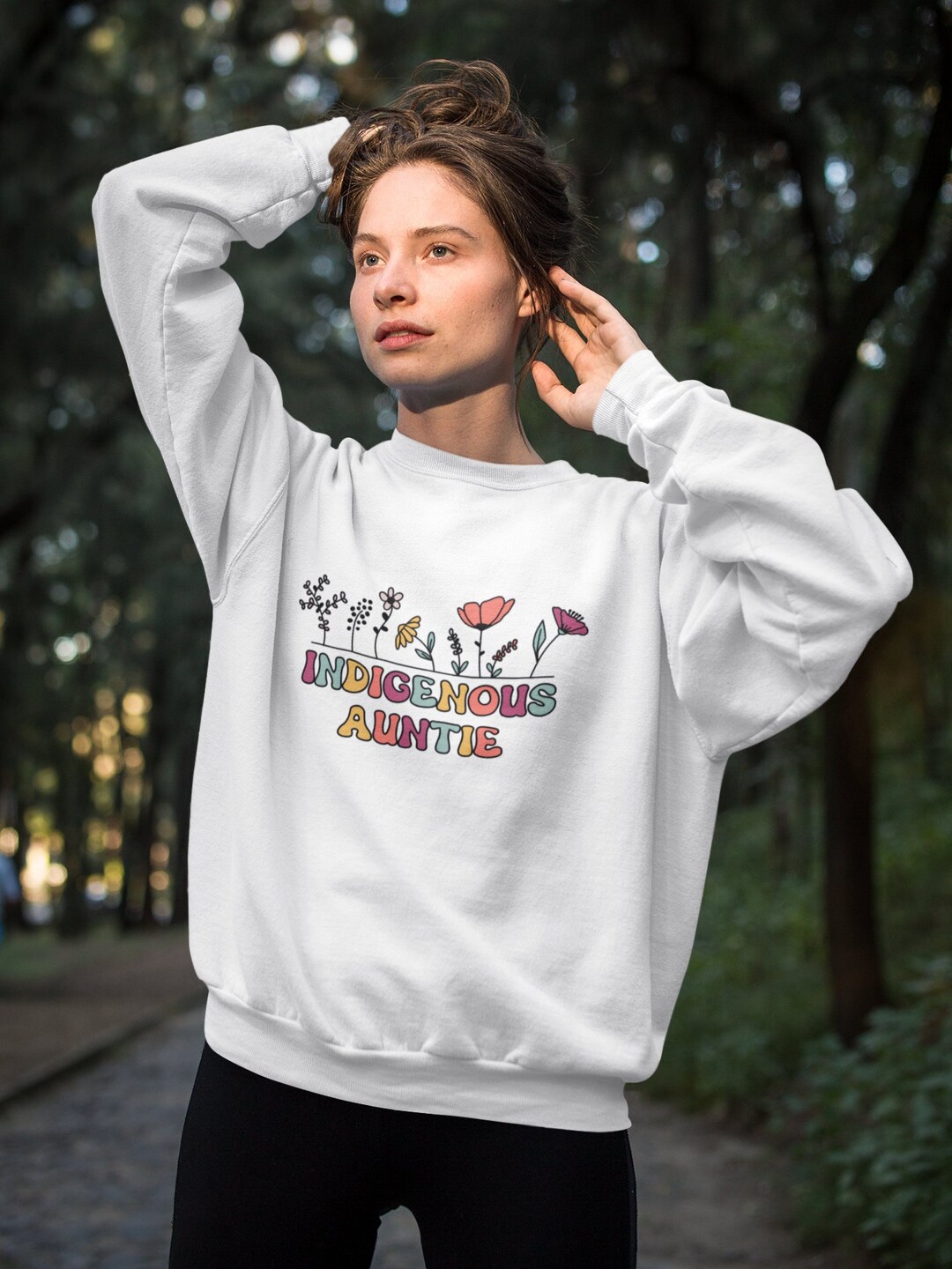 Indigenous Auntie Retro Floral Sweatshirt, Native Auntie Flower Sweater ...