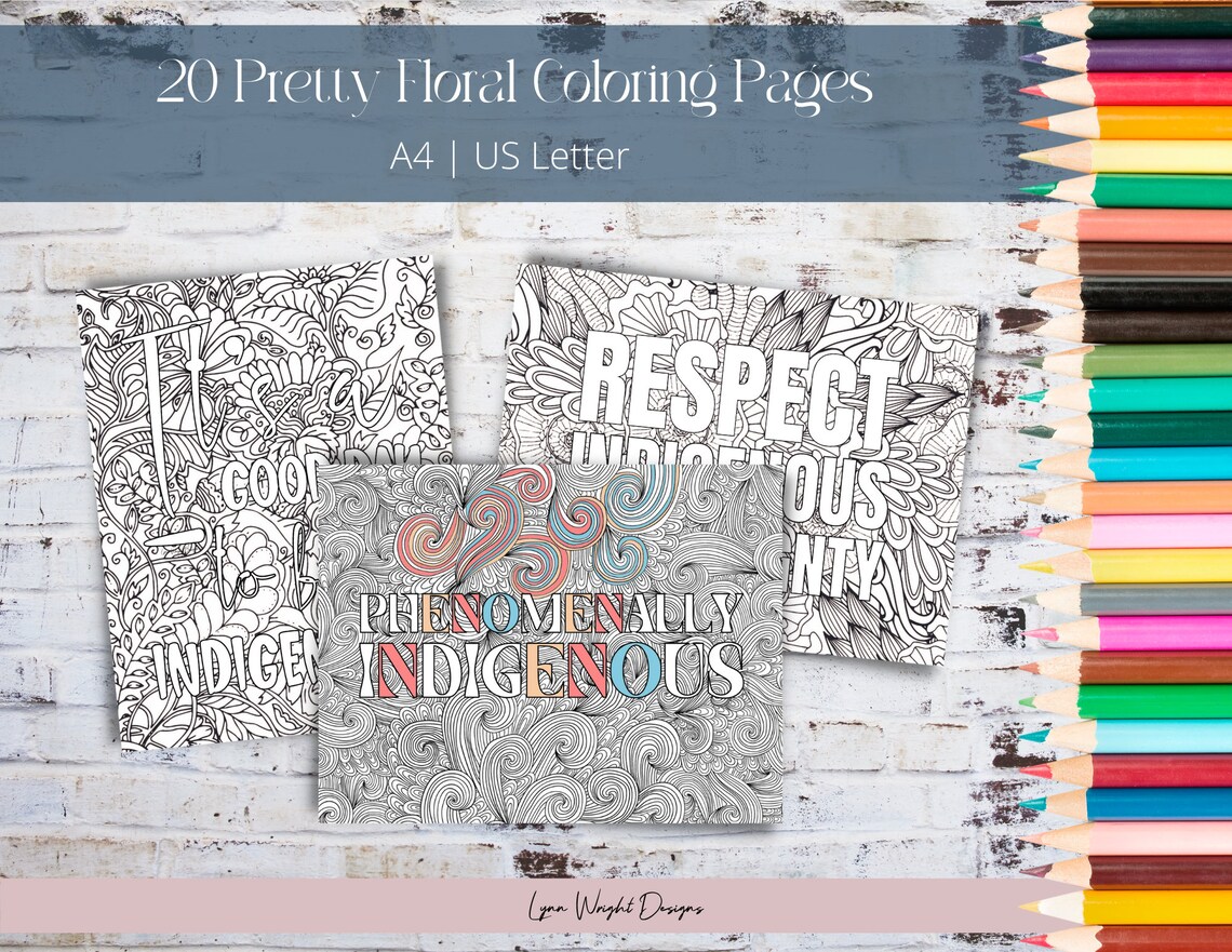Indigenous Affirmation Coloring Pages Vol 2 20 Floral - Etsy