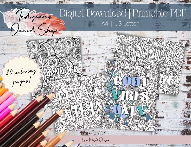 Indigenous Affirmation Coloring Pages, Vol 2, 20 Floral Mandala Adult ...