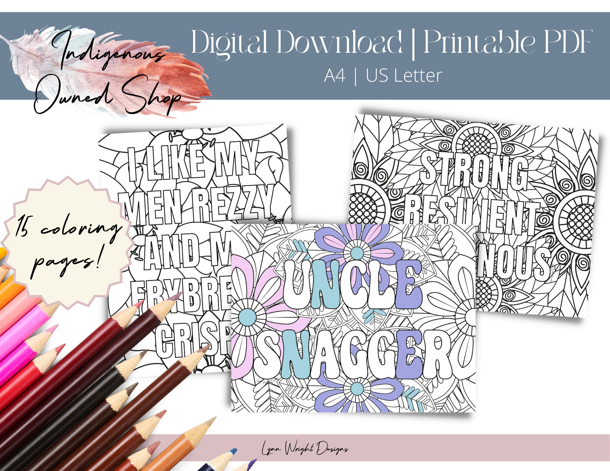 Native Auntie Coloring Pages, 15 Indigenous Geometric Floral Coloring ...