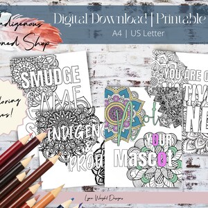 BIPOC Indigenous Coloring Page Affirmations, Vol. 1, 20 Mandala Adult ...
