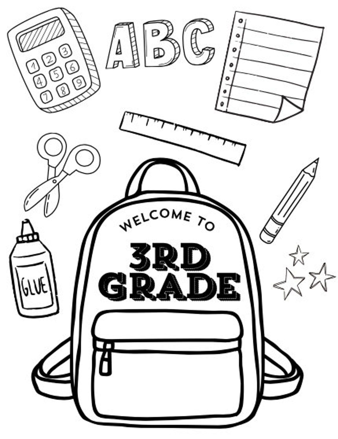 Back to School Coloring Page - Etsy
