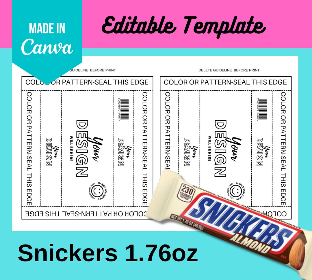 SNICKERS 1.76oz Template | Canva Editable Template | Digital Item - Etsy