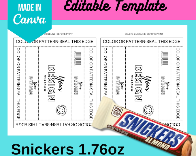 SNICKERS 1.76oz Template | Canva Editable Template | Digital Item - Etsy