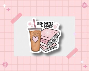 Coffee and Books Sticker- Laptop Sticker- Waterbottle Sticker ...