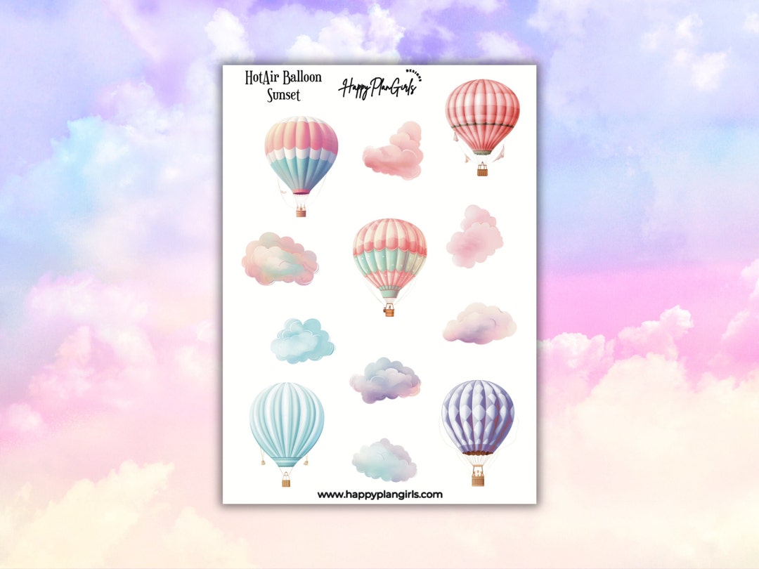 Summer Sticker Sheet Summertime Journal Stickers Hot Air Balloon ...